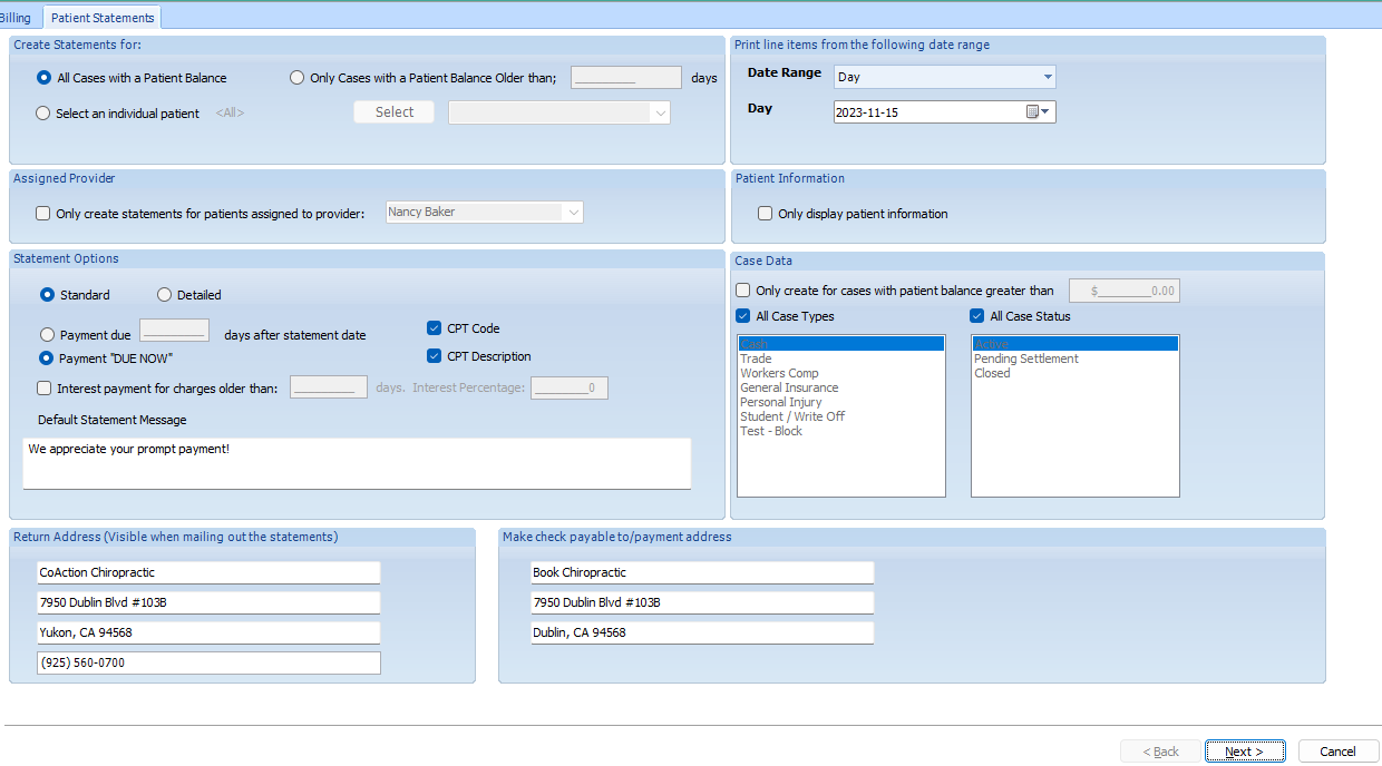 Patient Statement – CoAction Software, Inc.